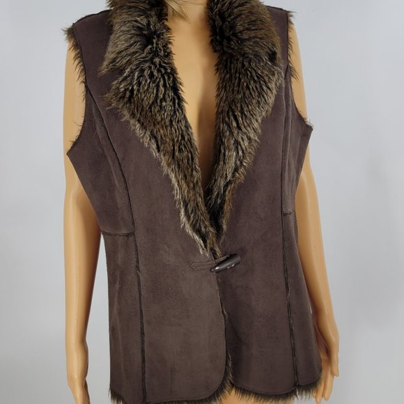 Fever | Jackets & Coats | Fever Womens Vest Brown Waist Length Toggle ...